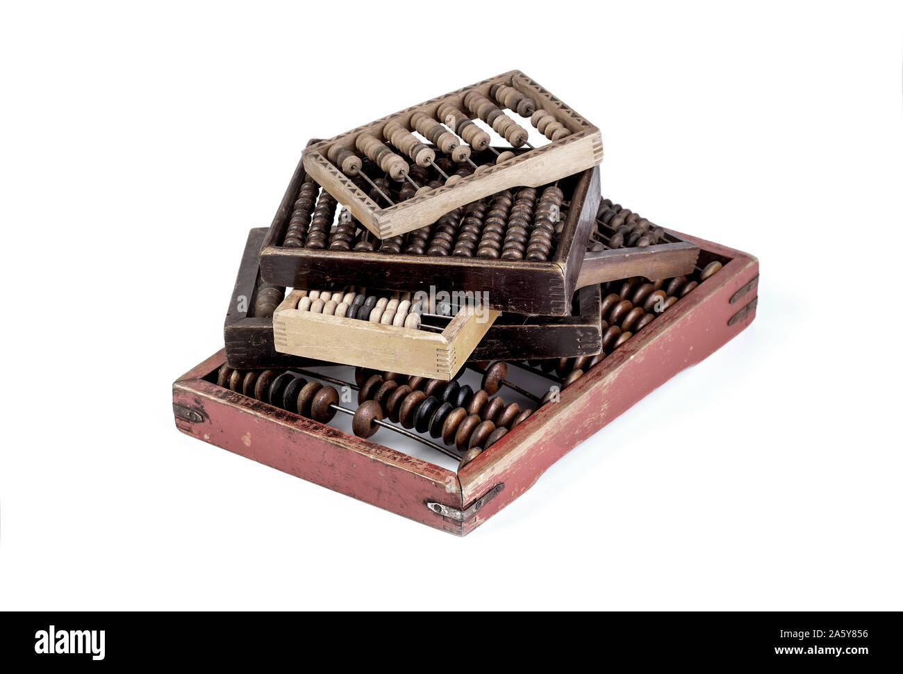 Old wooden abacus on white background Stock Photo - Alamy