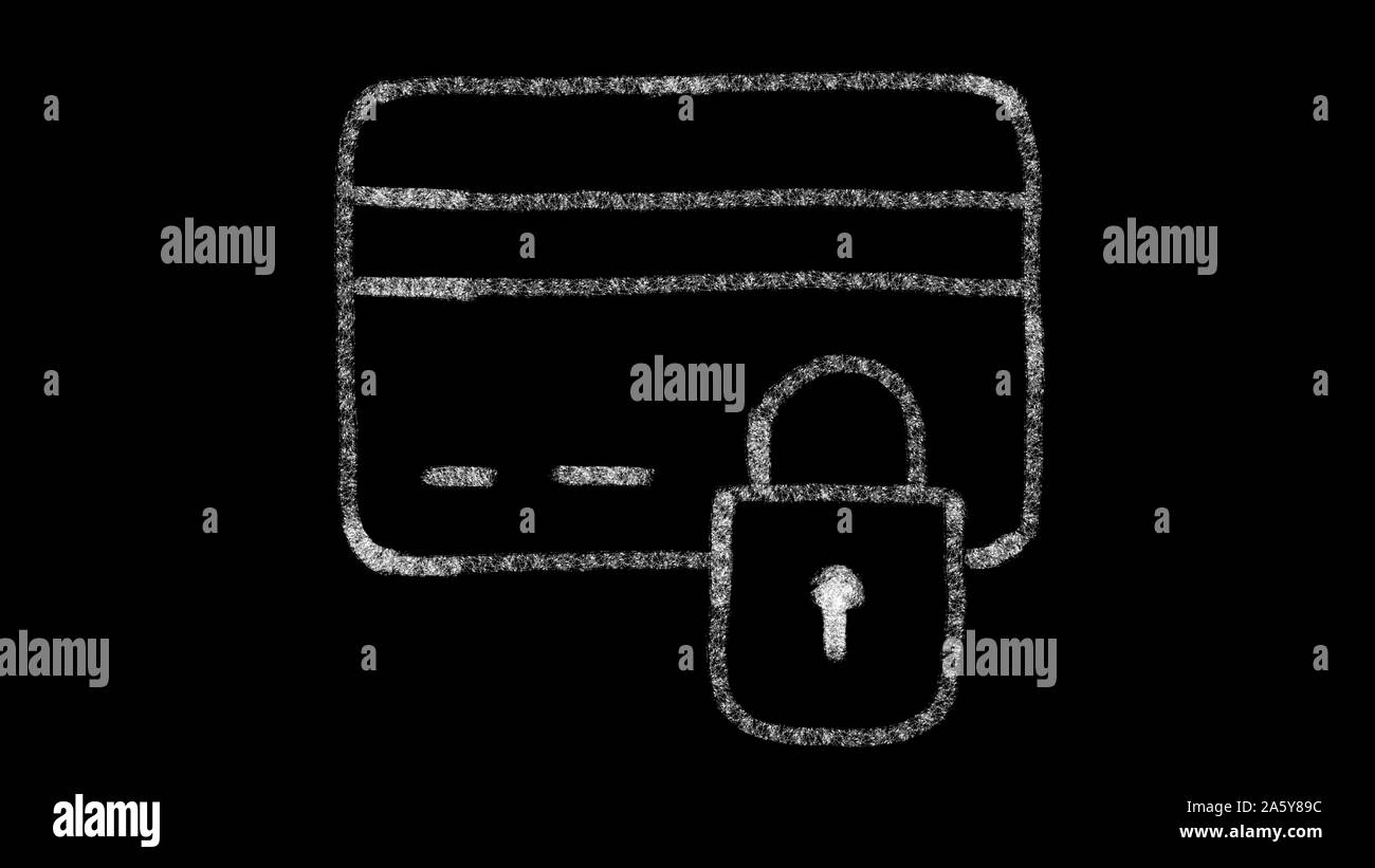 ATM security icon designed with drawing style on chalkboard, animated ...