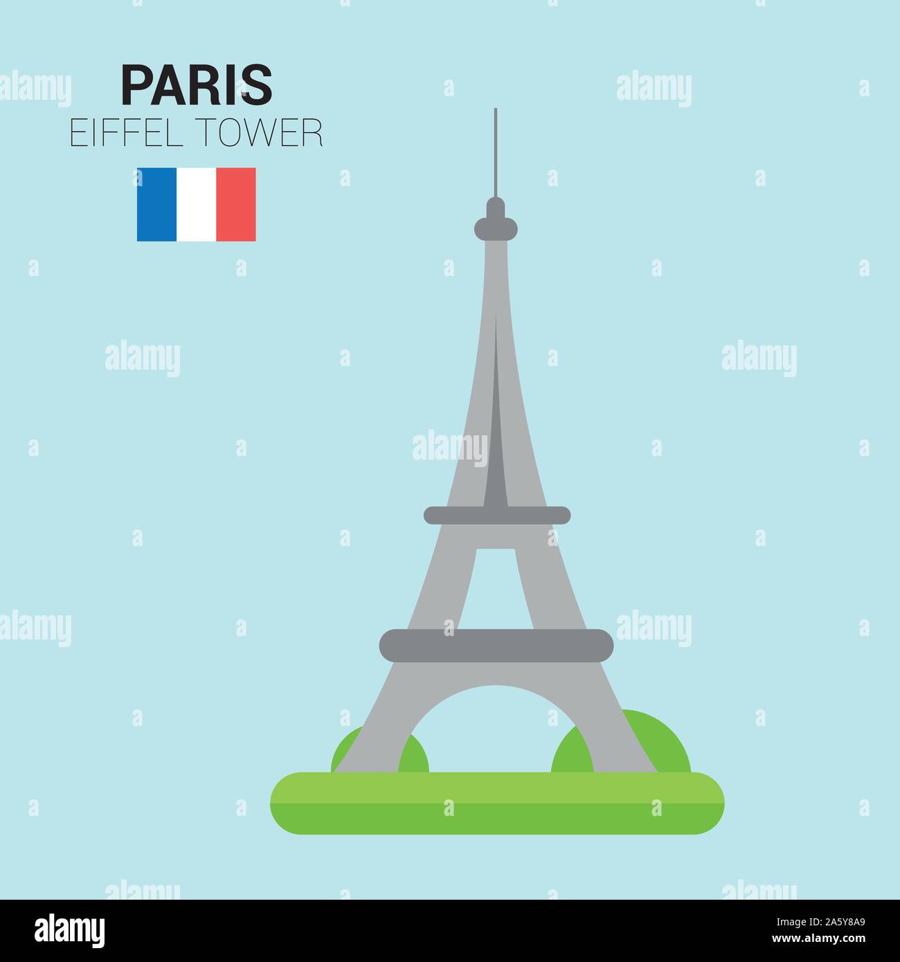 Vector illustration of Eiffel Tower (Paris, France). Monuments and ...
