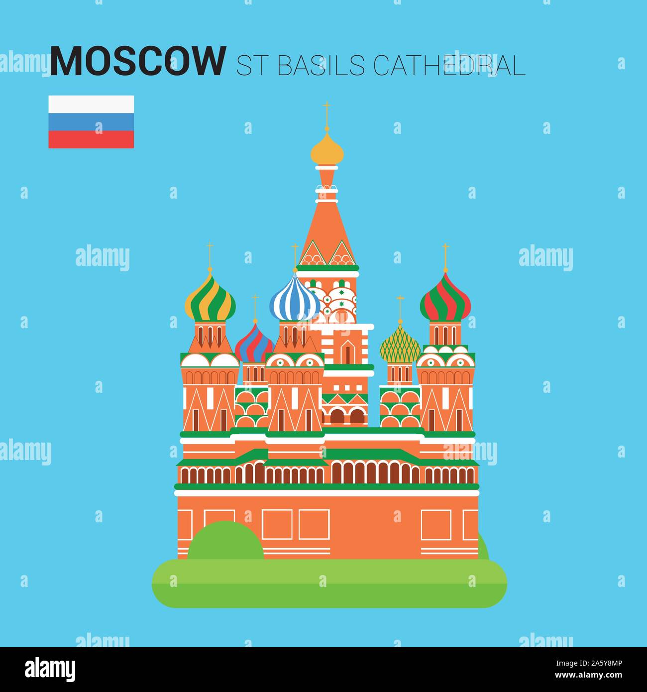 Vector illustration of St Basils Cathedral (Moscow, Russia). Monuments ...