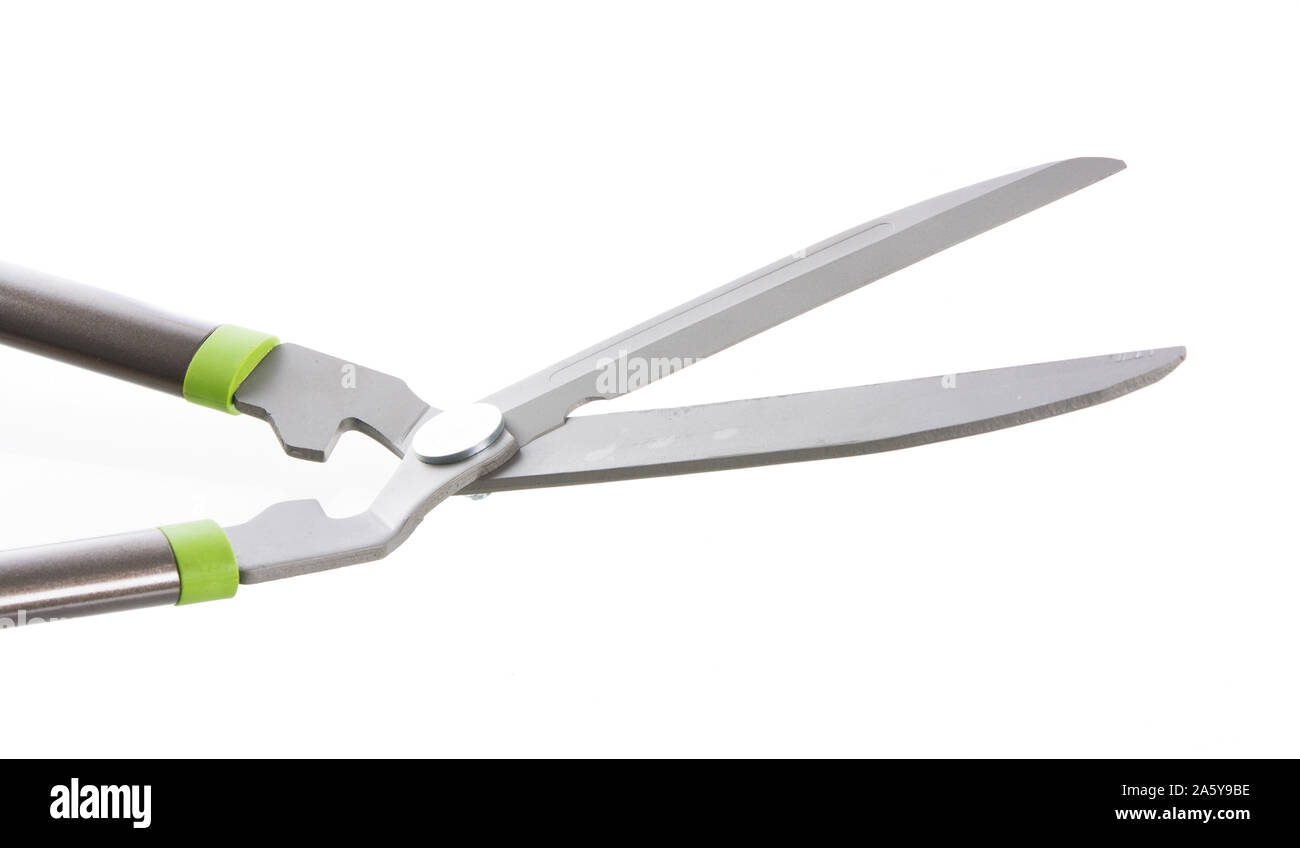 Scissors to cut grass isolated on over white background Stock Photo - Alamy