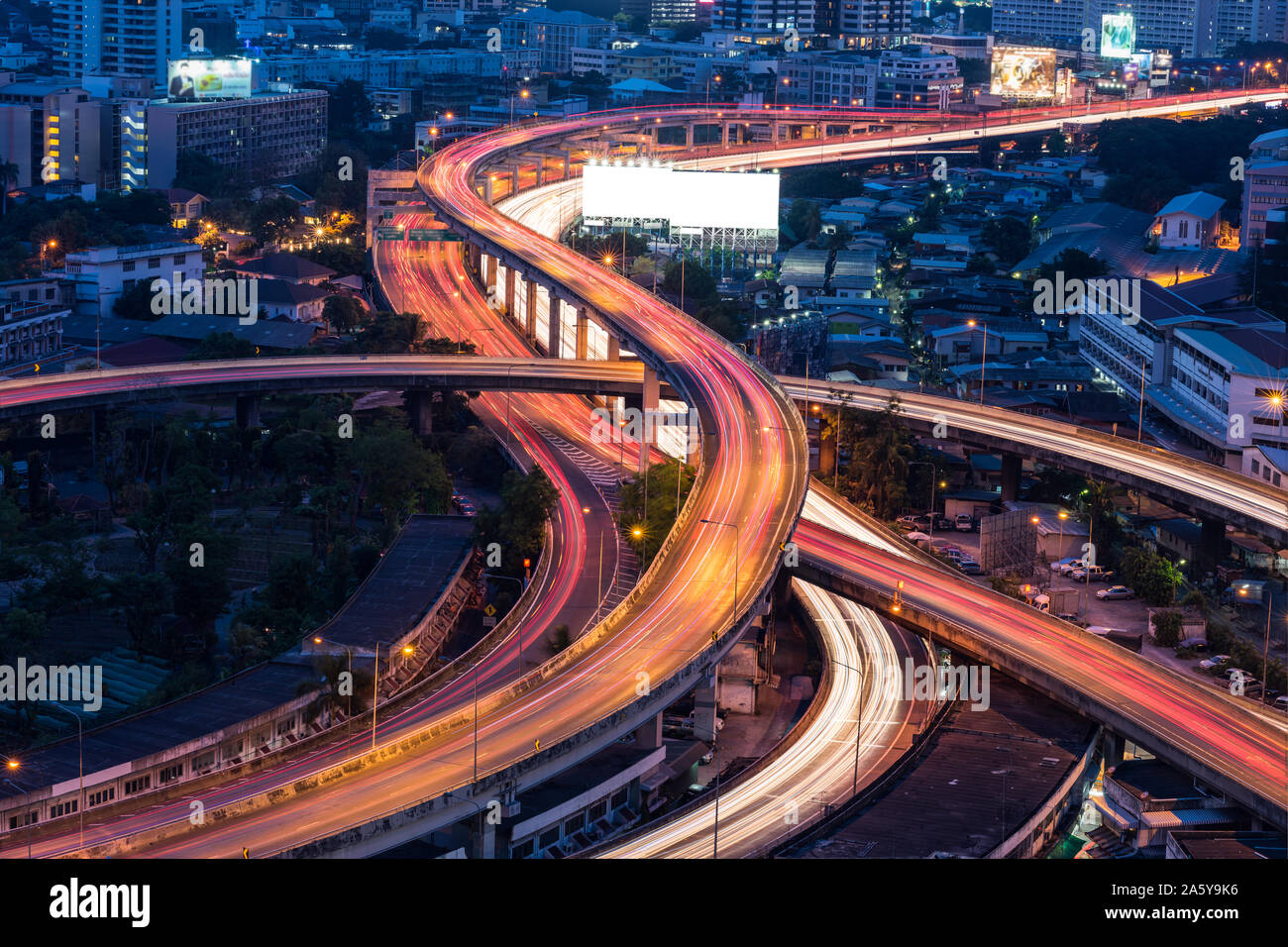 Bangkok Expressway top view at twilight time, Thailand Stock Photo - Alamy