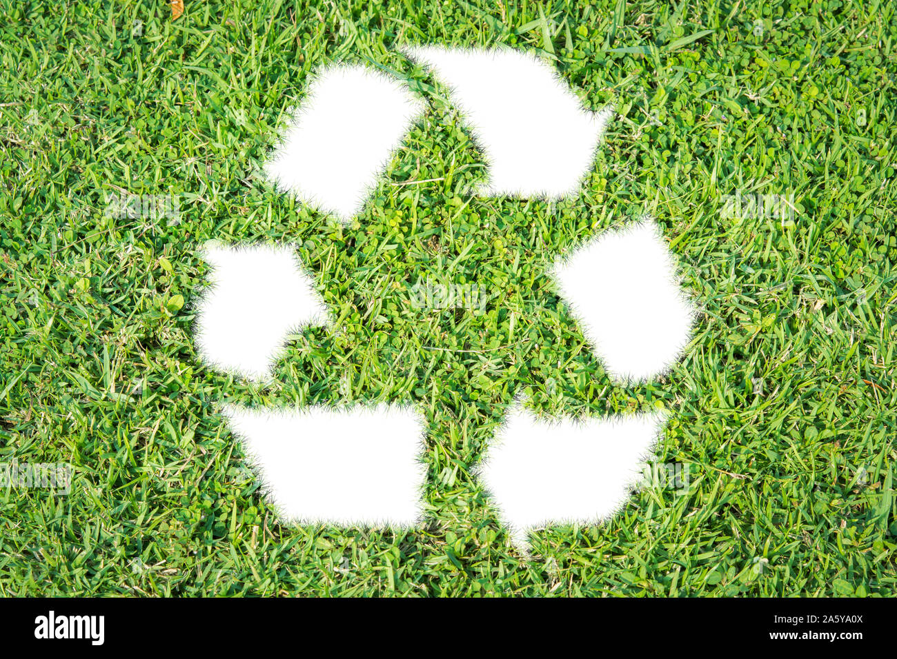 letter recycle sign green grass isolated on over white background Stock ...