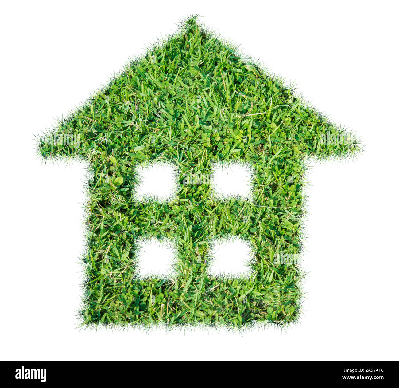 Abstract green grass house icon on over white background Stock Photo ...