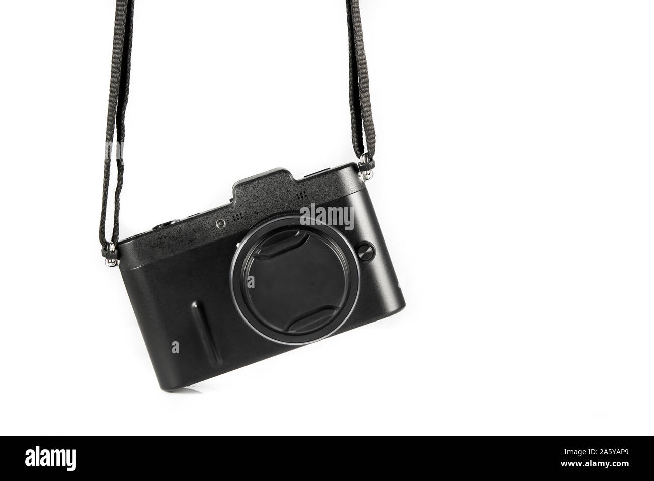 Mini SLR Black Camera Isolate on White Background Stock Photo - Alamy