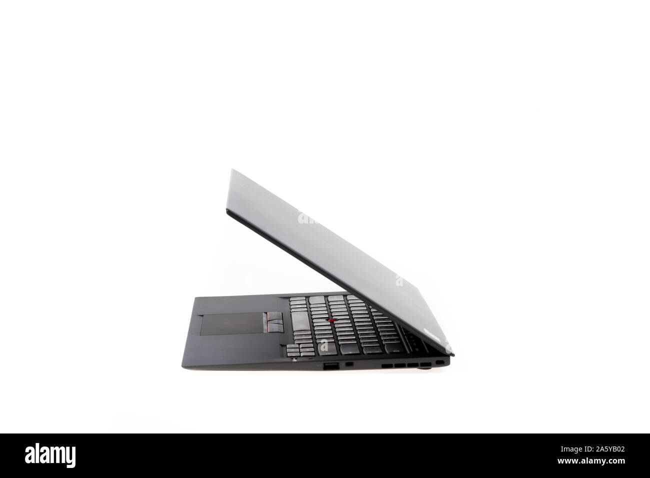 Black laptop isolate on over white background Stock Photo - Alamy