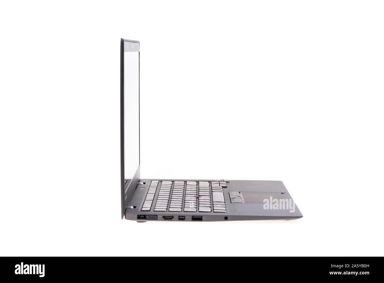 Black laptop isolate on over white background Stock Photo - Alamy