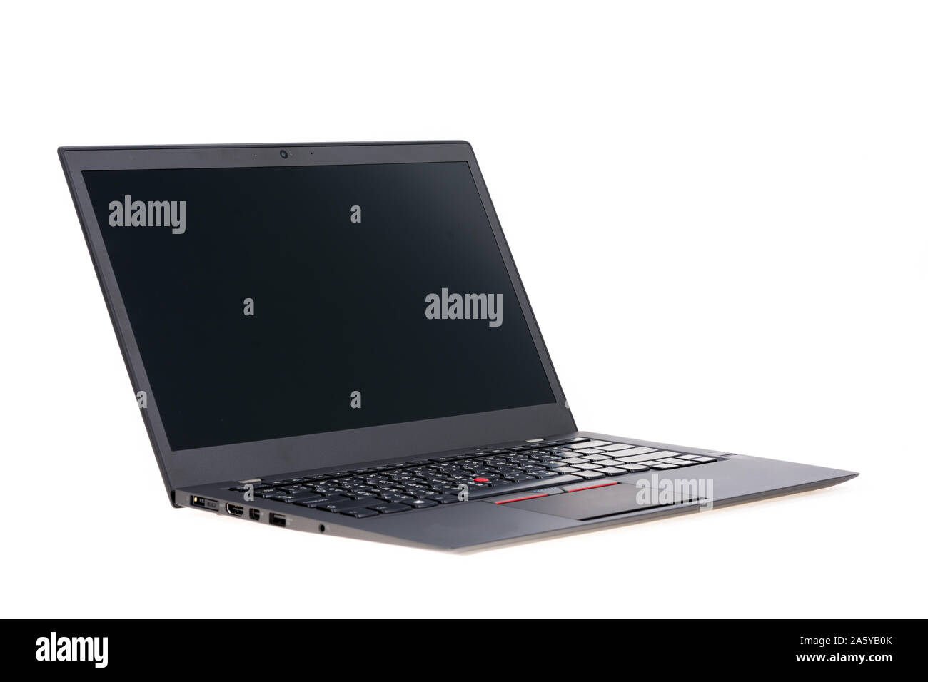 Black laptop isolate on over white background Stock Photo - Alamy