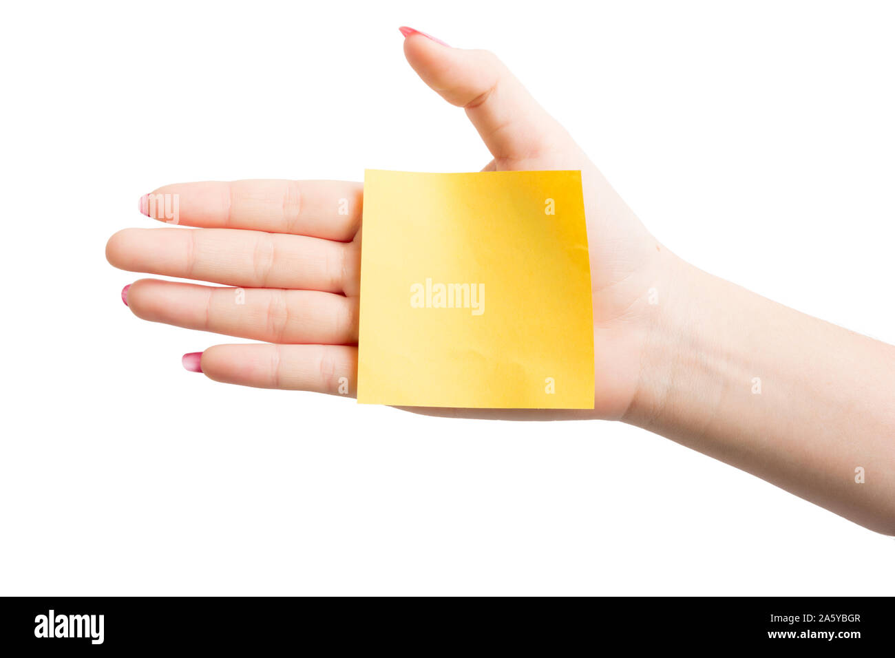 Person holding sticky note Cut Out Stock Images & Pictures - Alamy