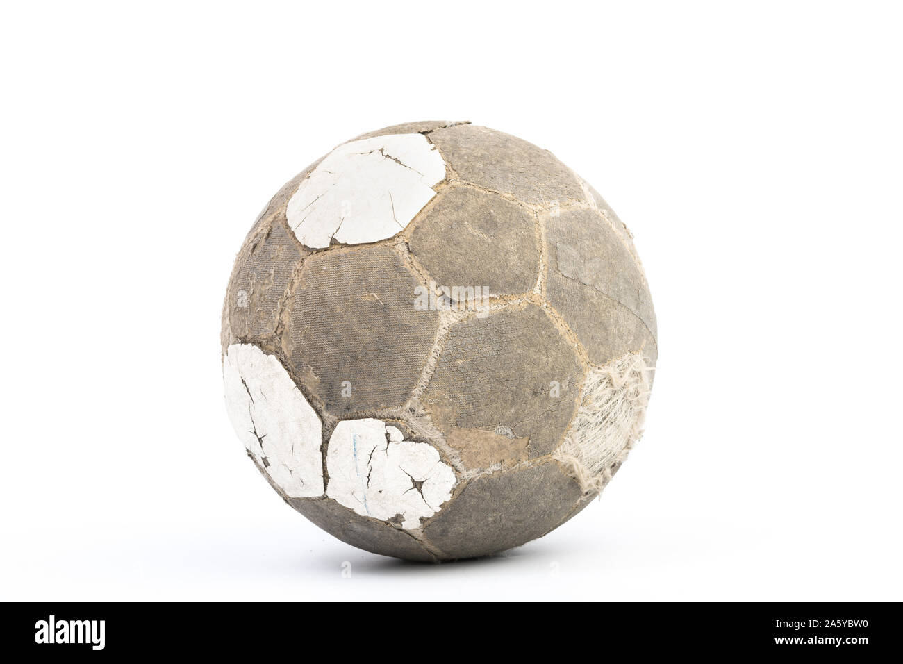 Very old ball for soccer Isolated on over white background Stock Photo ...