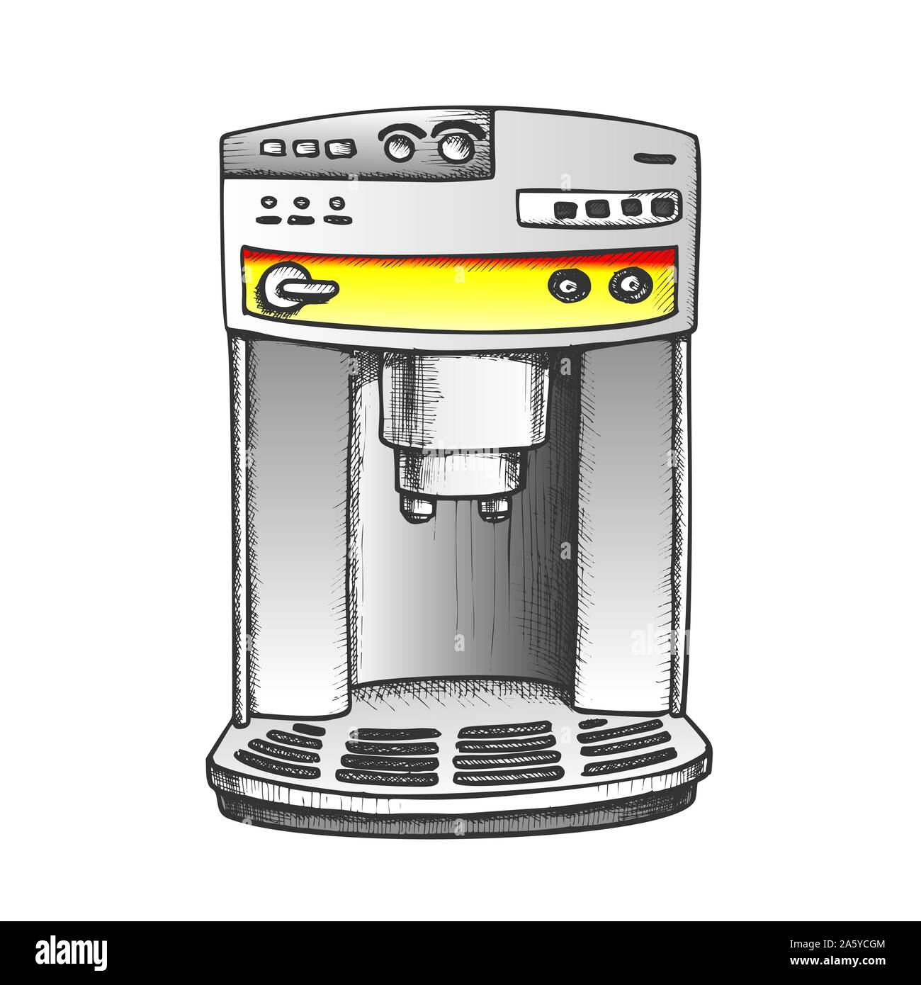 Coffee Maker Machine Front View Color Vector Stock Vector Image & Art ...