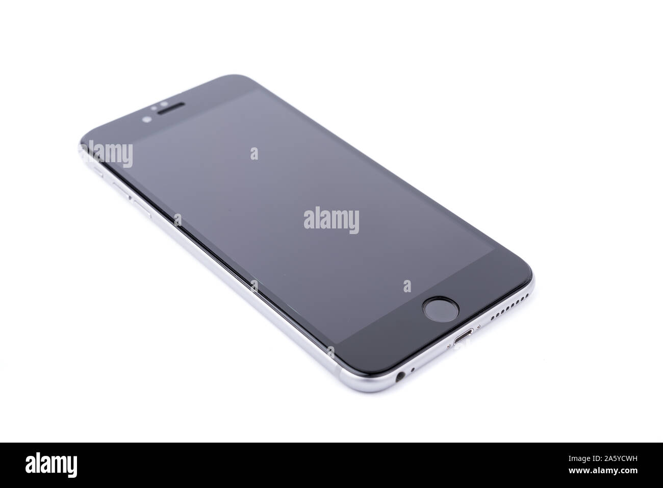 Smart mobile phone with blank screen isolated on white background Stock ...