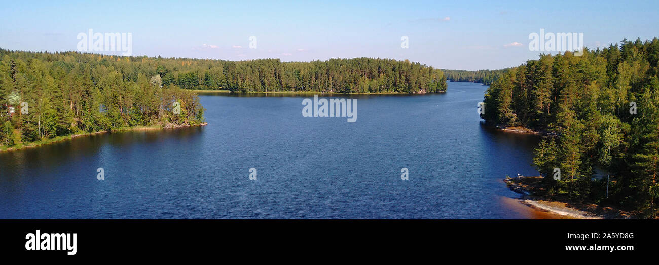 Scenic view to lake Saimaa from Toijansalmi bridge, Taipalsaari ...