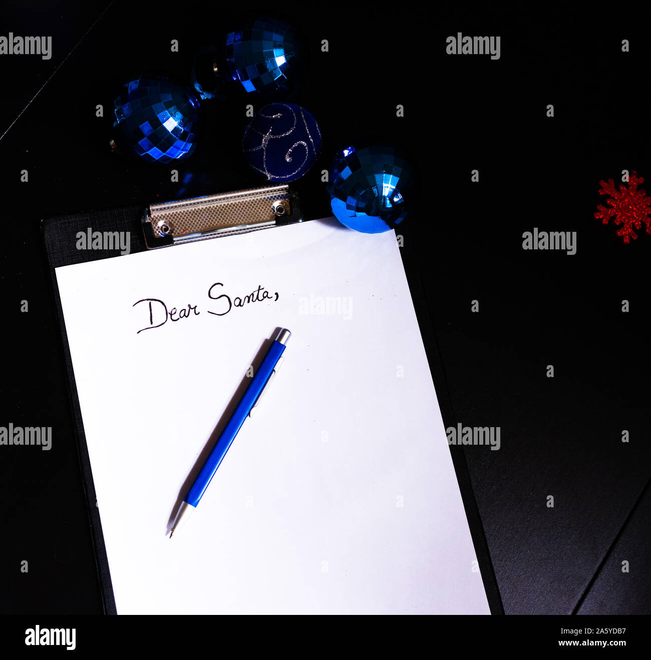 Writing Dear Santa for Christmas. Christmas letter. Text Dear Santa on ...