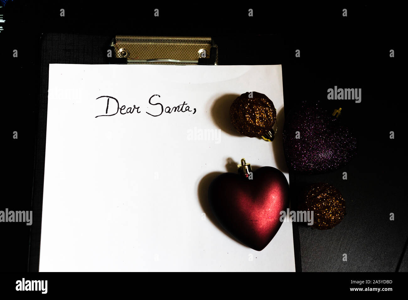 Writing Dear Santa for Christmas. Christmas letter. Text Dear Santa on ...
