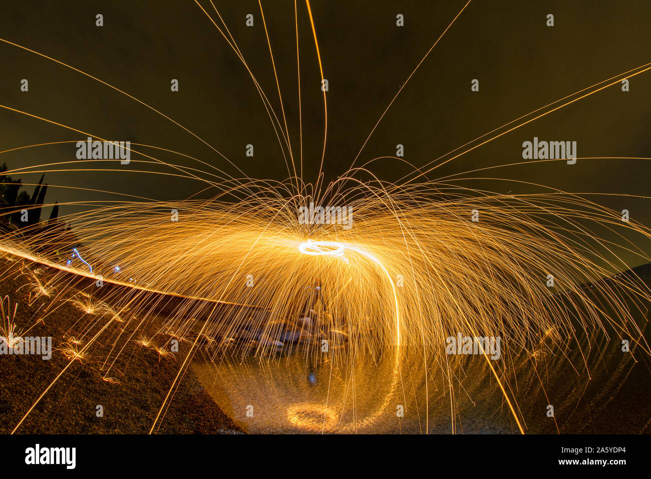 Spinning Steel Wool creation Stock Photo - Alamy