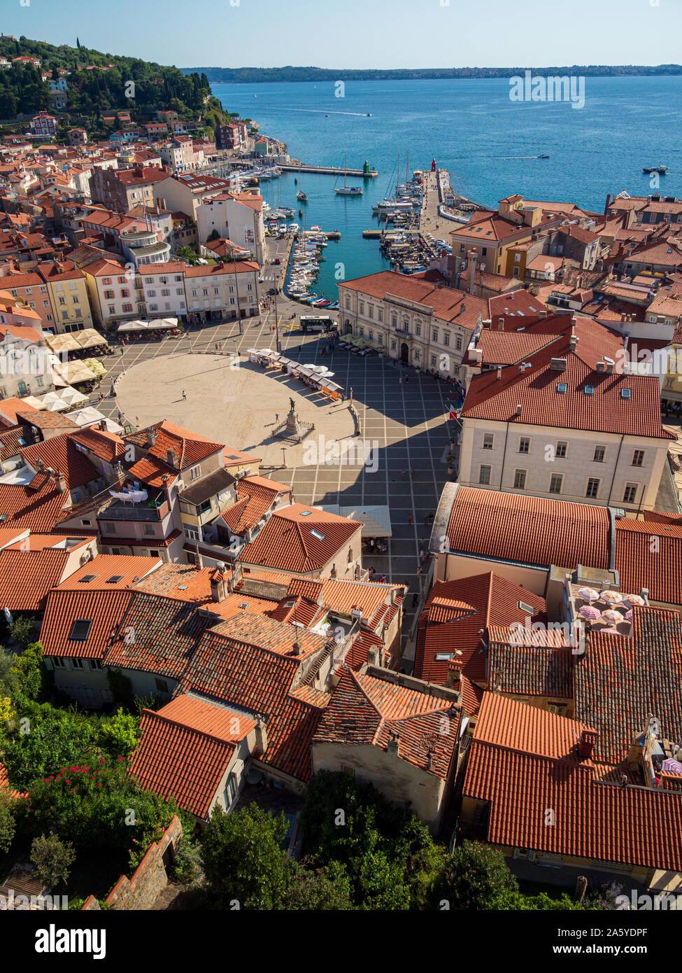 High view of Tartini Square Piran Slovenia Stock Photo - Alamy