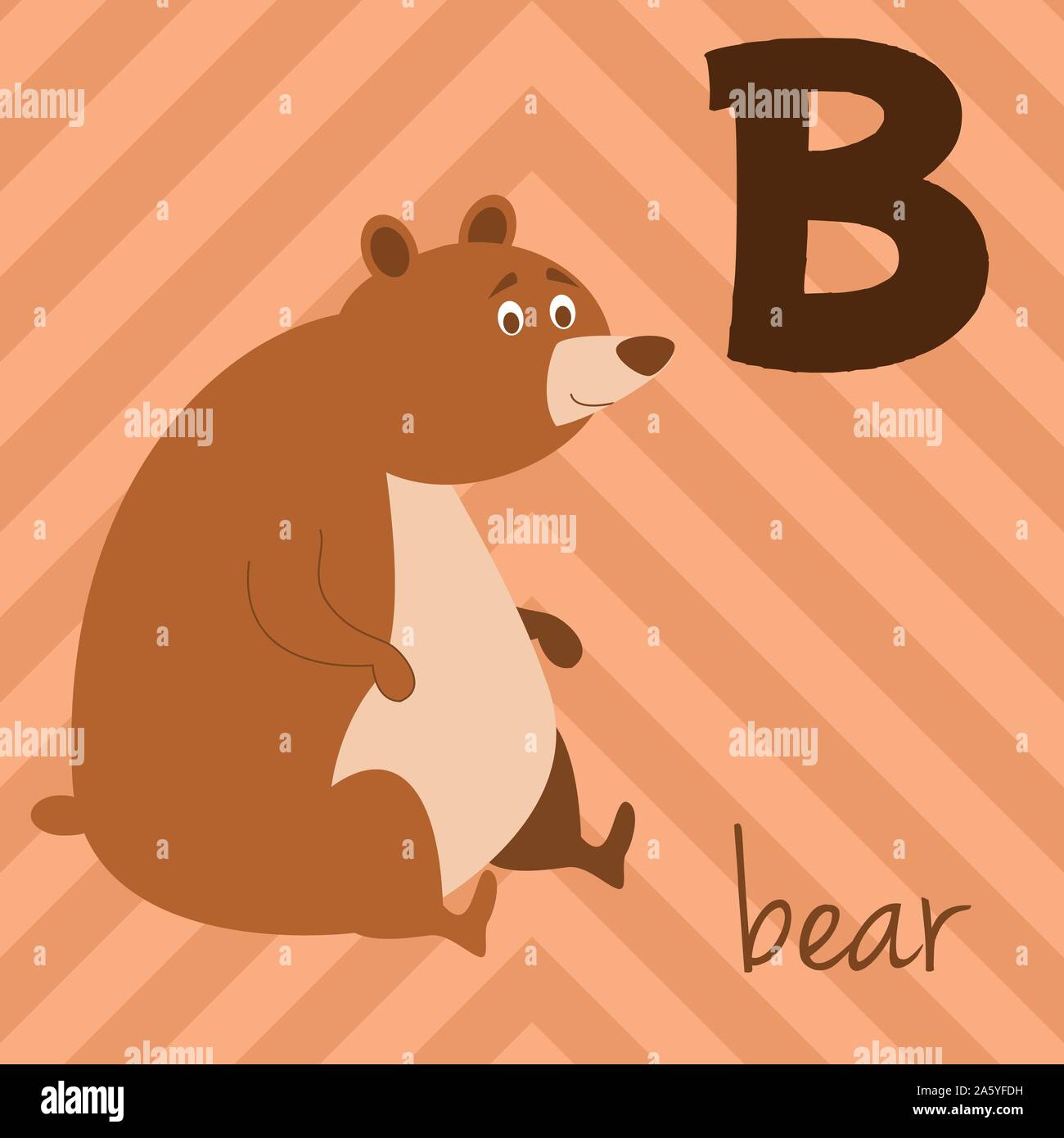 Cute cartoon zoo illustrated alphabet with funny animals: B for Bear ...