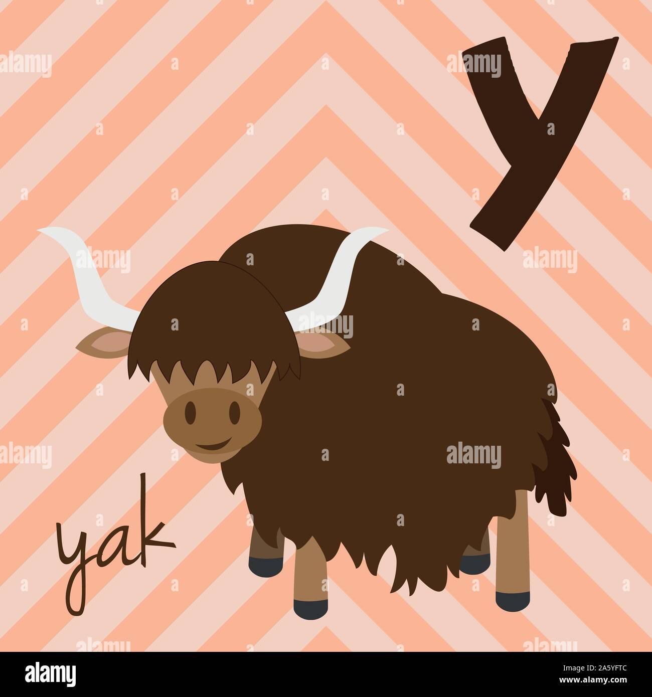 Cute cartoon zoo illustrated alphabet with funny animals: Y for Yak ...