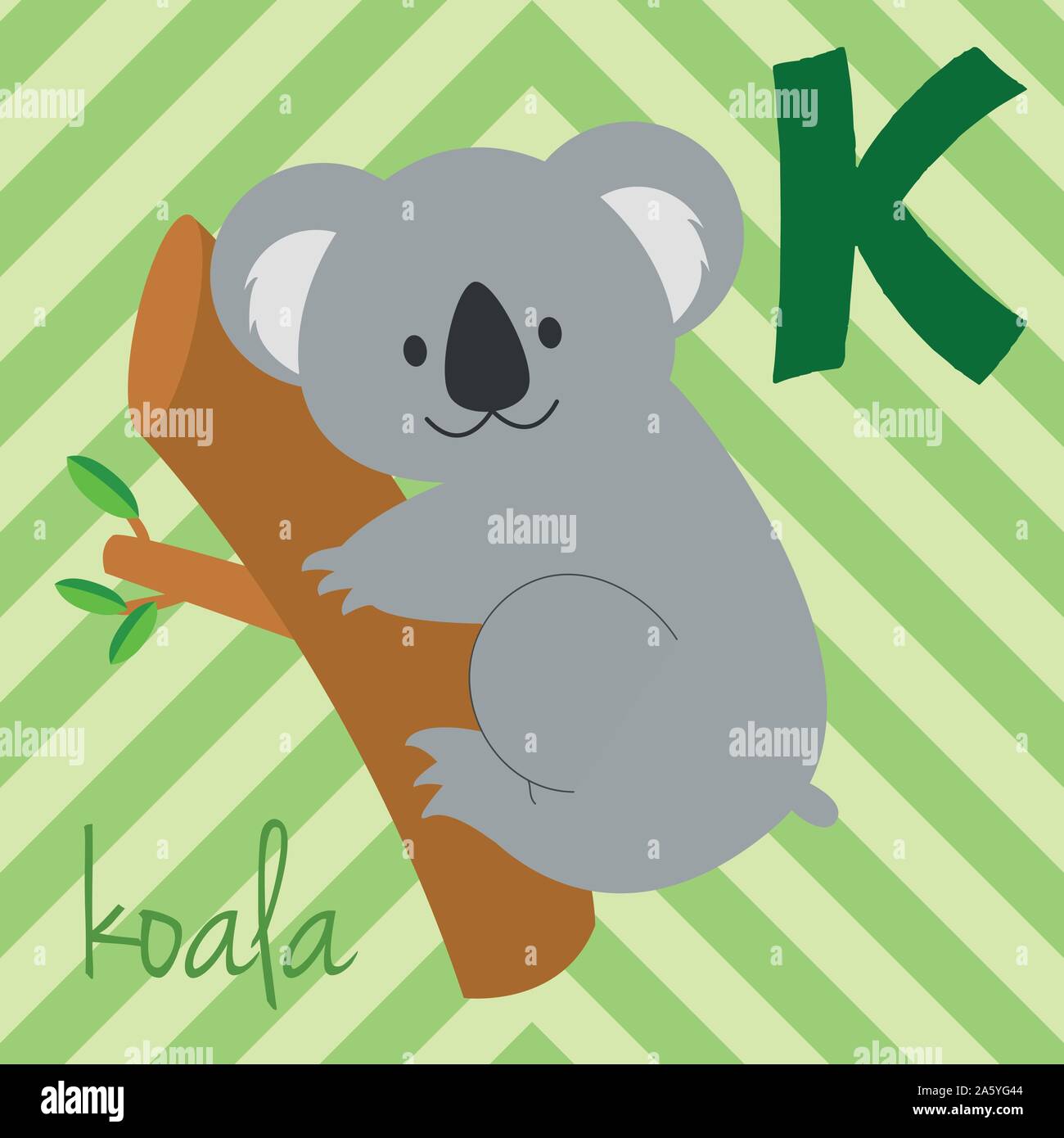 Cute cartoon zoo illustrated alphabet with funny animals: K for Koala ...
