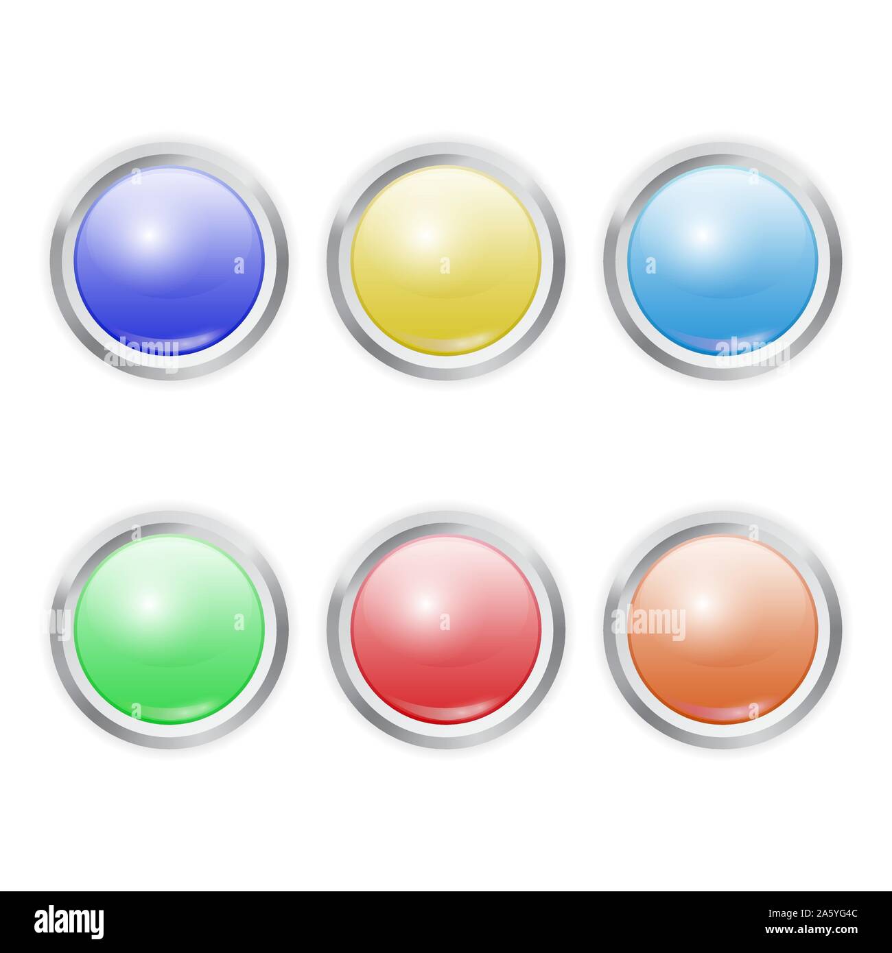 Set of Vector realistic colorful plastic button with patch of light ...