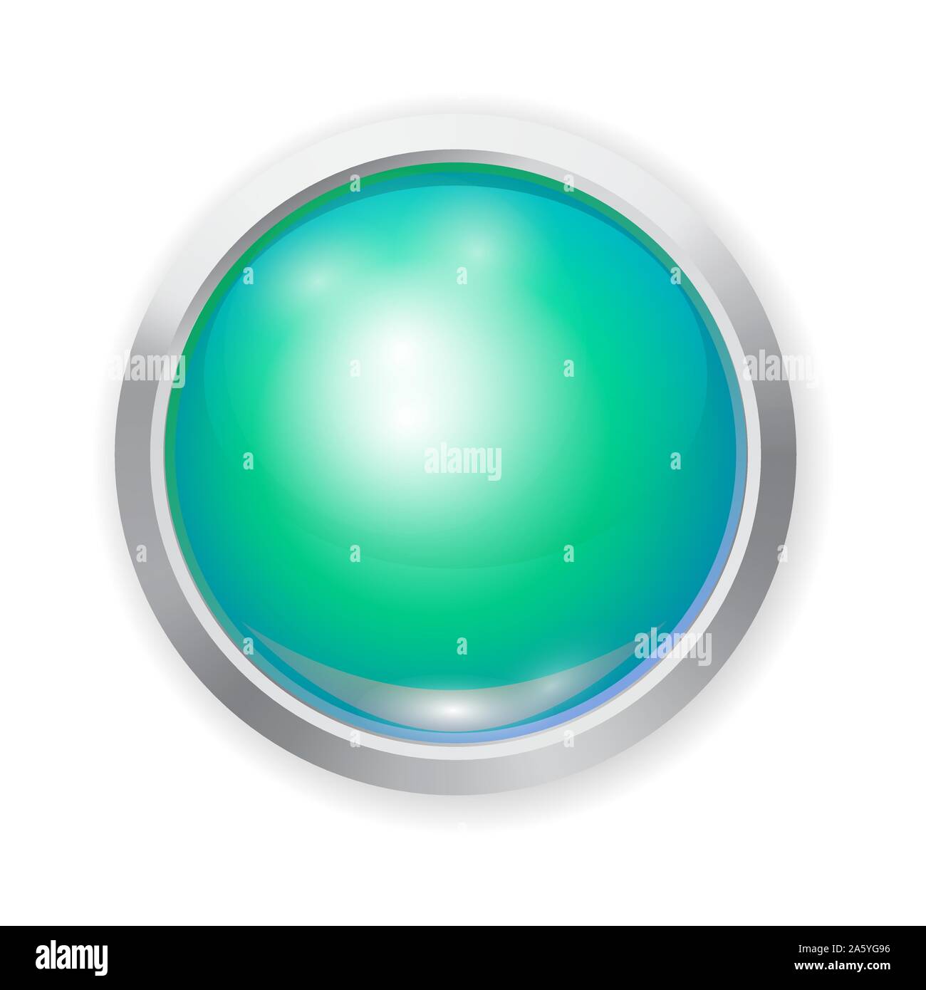 Vector realistic green shiny plastic button with patch of light and ...