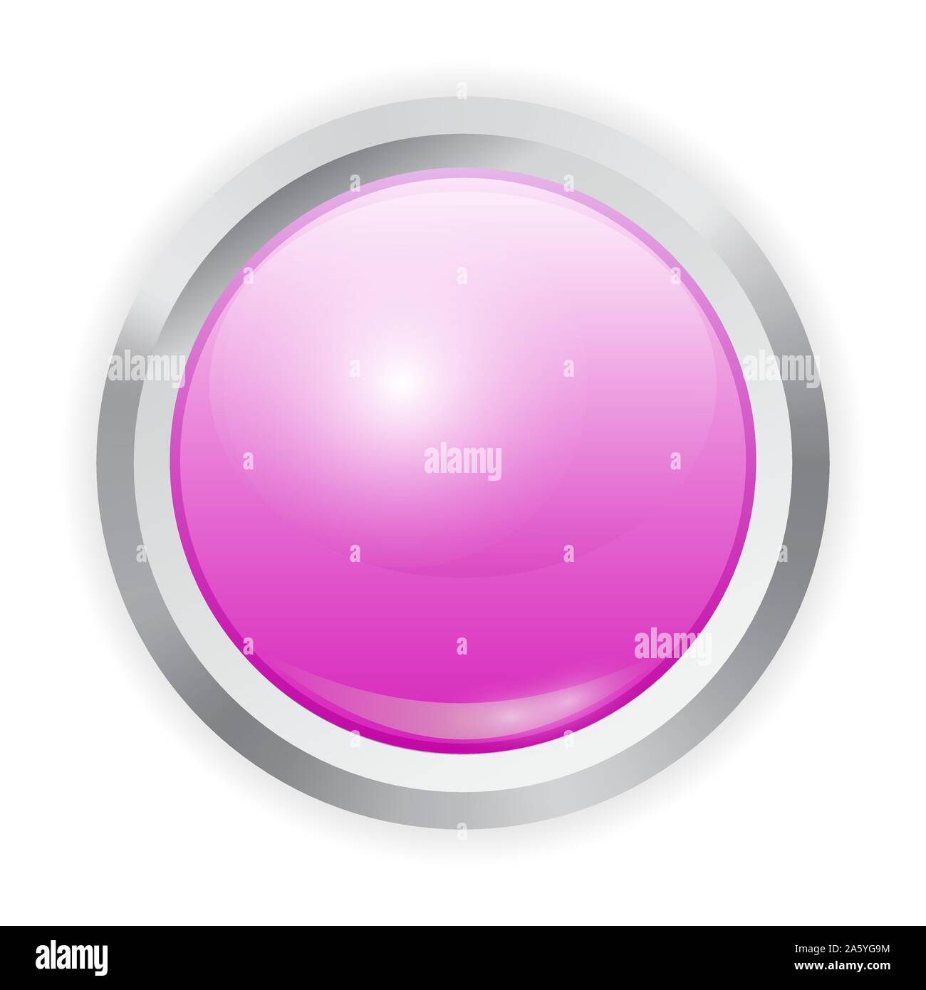 Vector realistic purple plastic button with metal frame isolated on ...