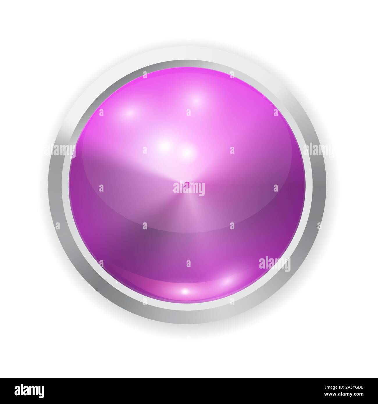 Vector realistic purple glass button with patch of light and metal ...