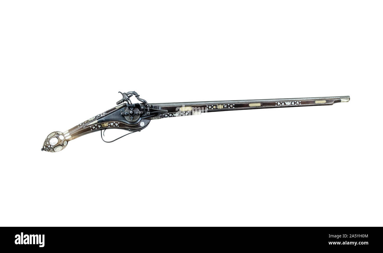 An old musket pistol on a white background Stock Photo - Alamy