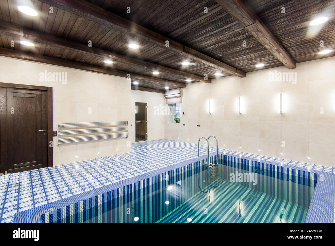 Russia, Moscow- May 29, 2019: interior room apartment. bathhouse, sauna ...