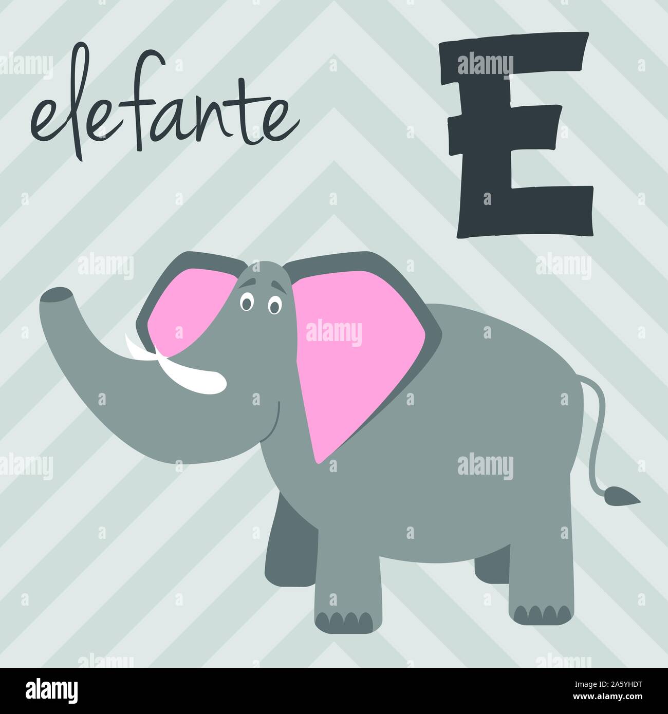 Cute cartoon zoo illustrated alphabet with funny animals. Spanish ...