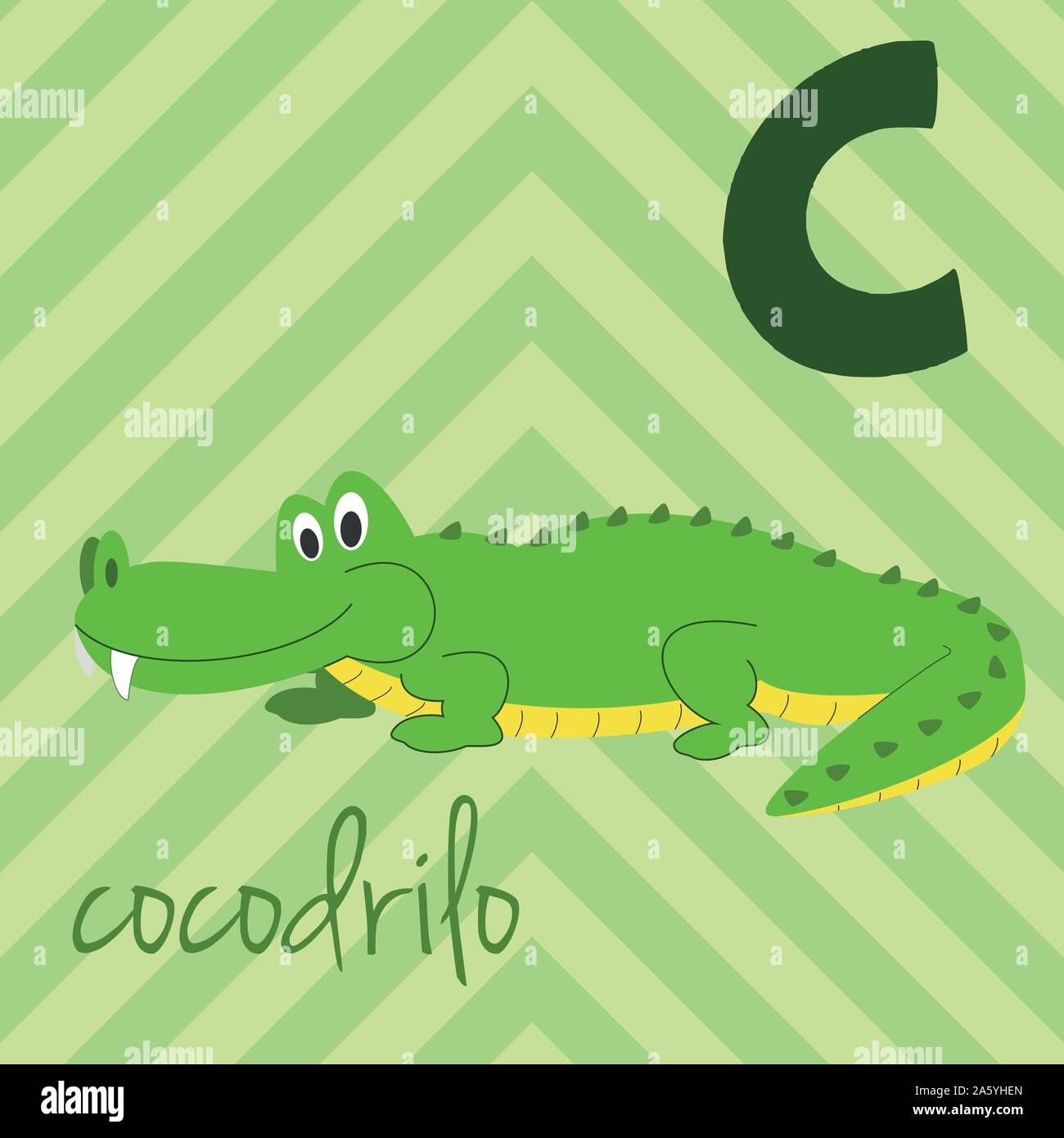 Cute cartoon zoo illustrated alphabet with funny animals. Spanish ...