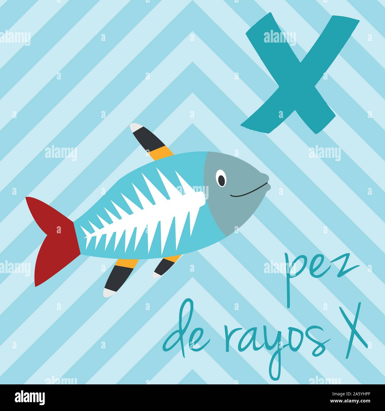 Cute cartoon zoo illustrated alphabet with funny animals. Spanish ...