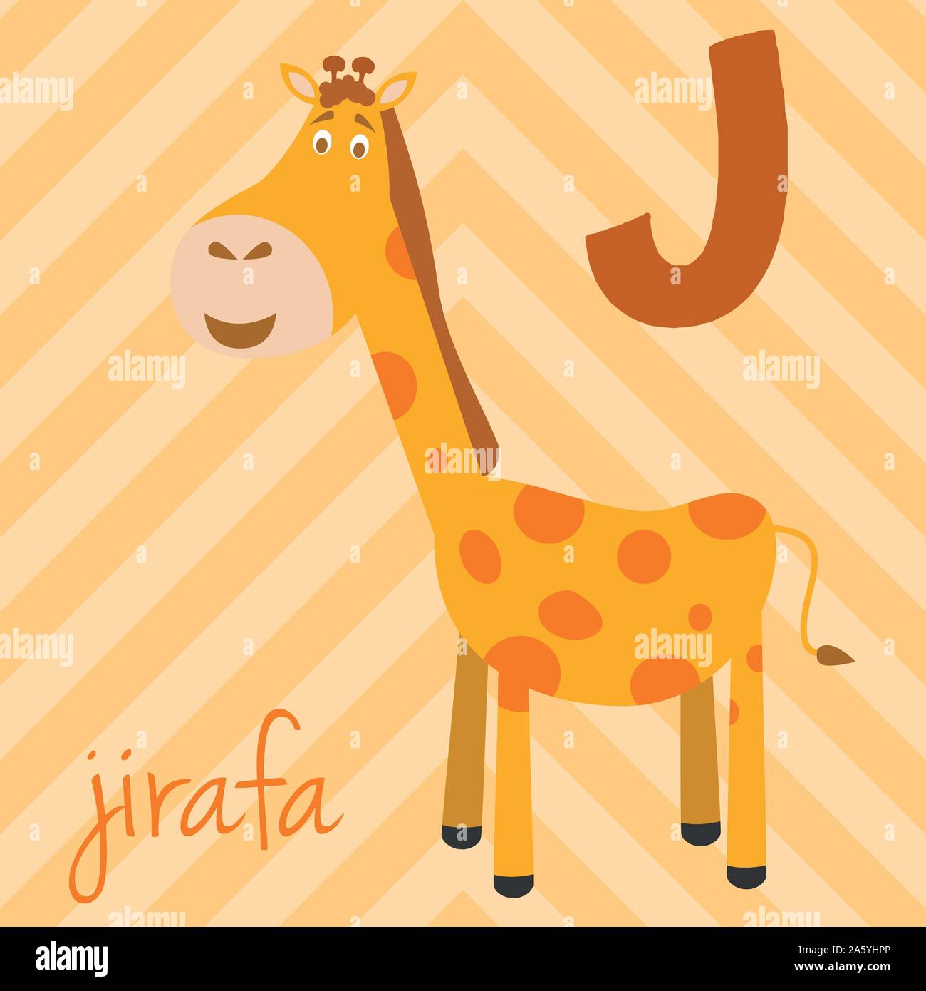 Cute cartoon zoo illustrated alphabet with funny animals. Spanish ...