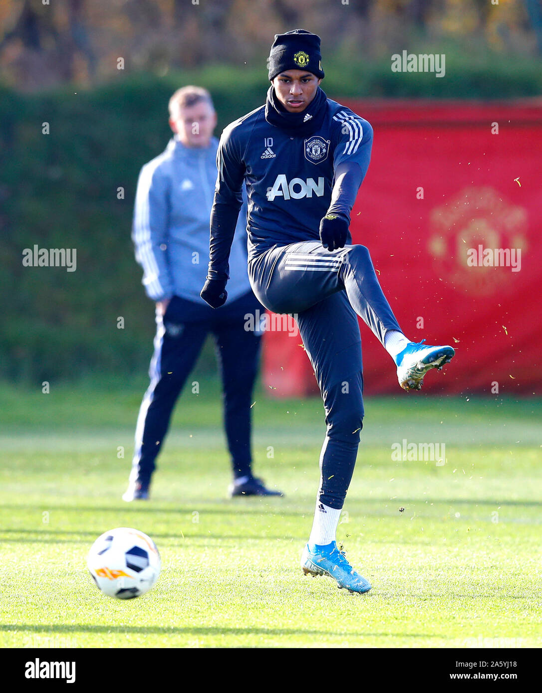 Manchester United's Marcus Rashford during the training session at AON ...