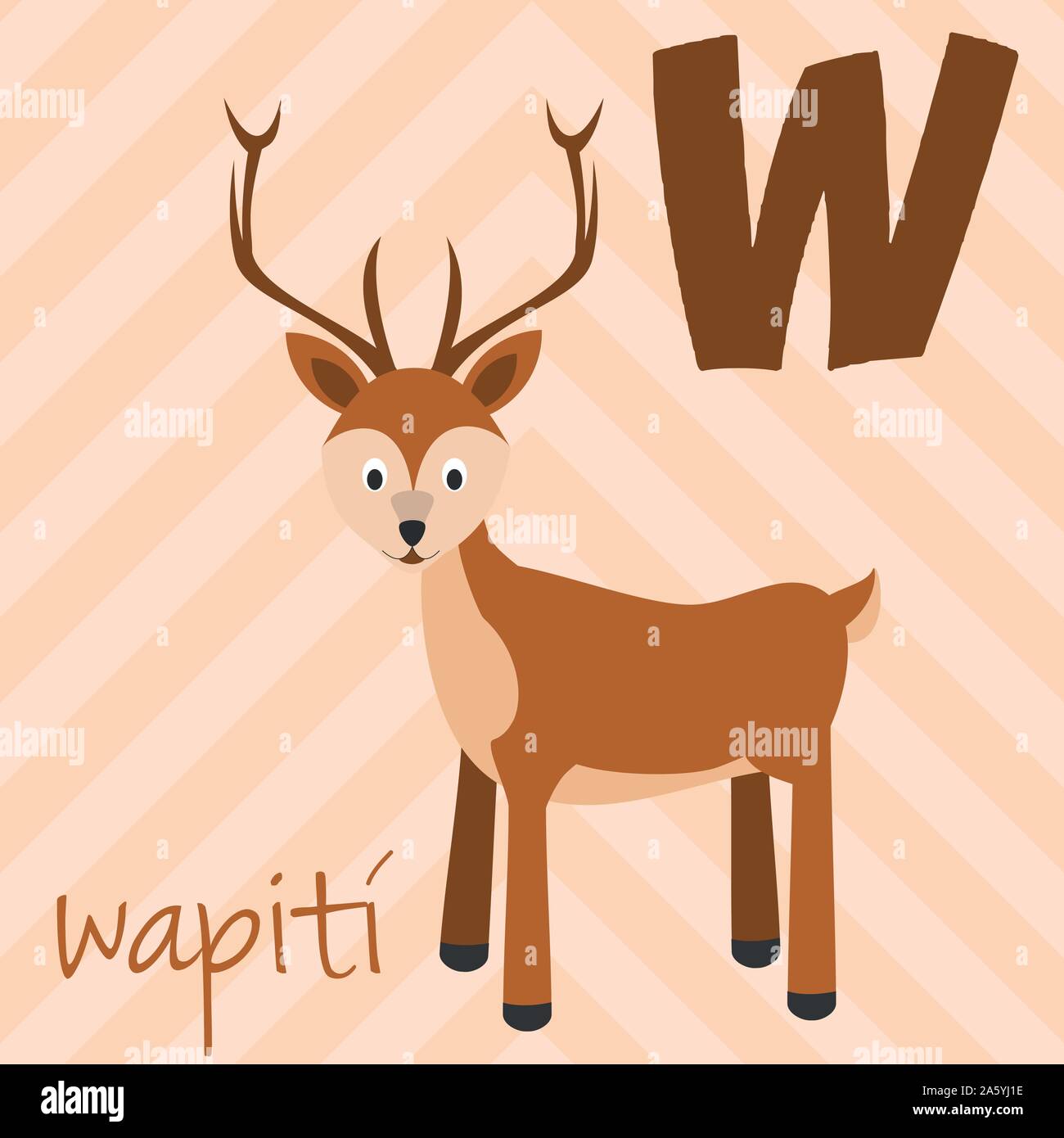 Cute cartoon zoo illustrated alphabet with funny animals. Spanish ...