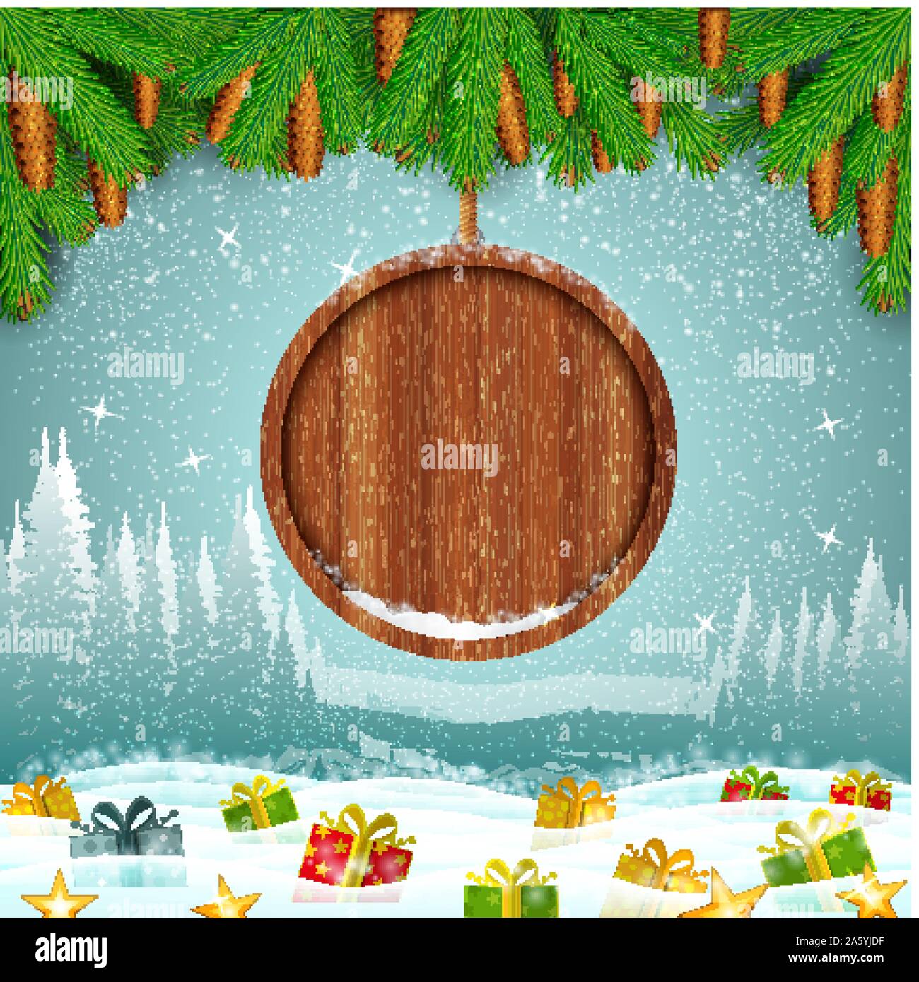 Round blue winter forest Stock Vector Images - Alamy