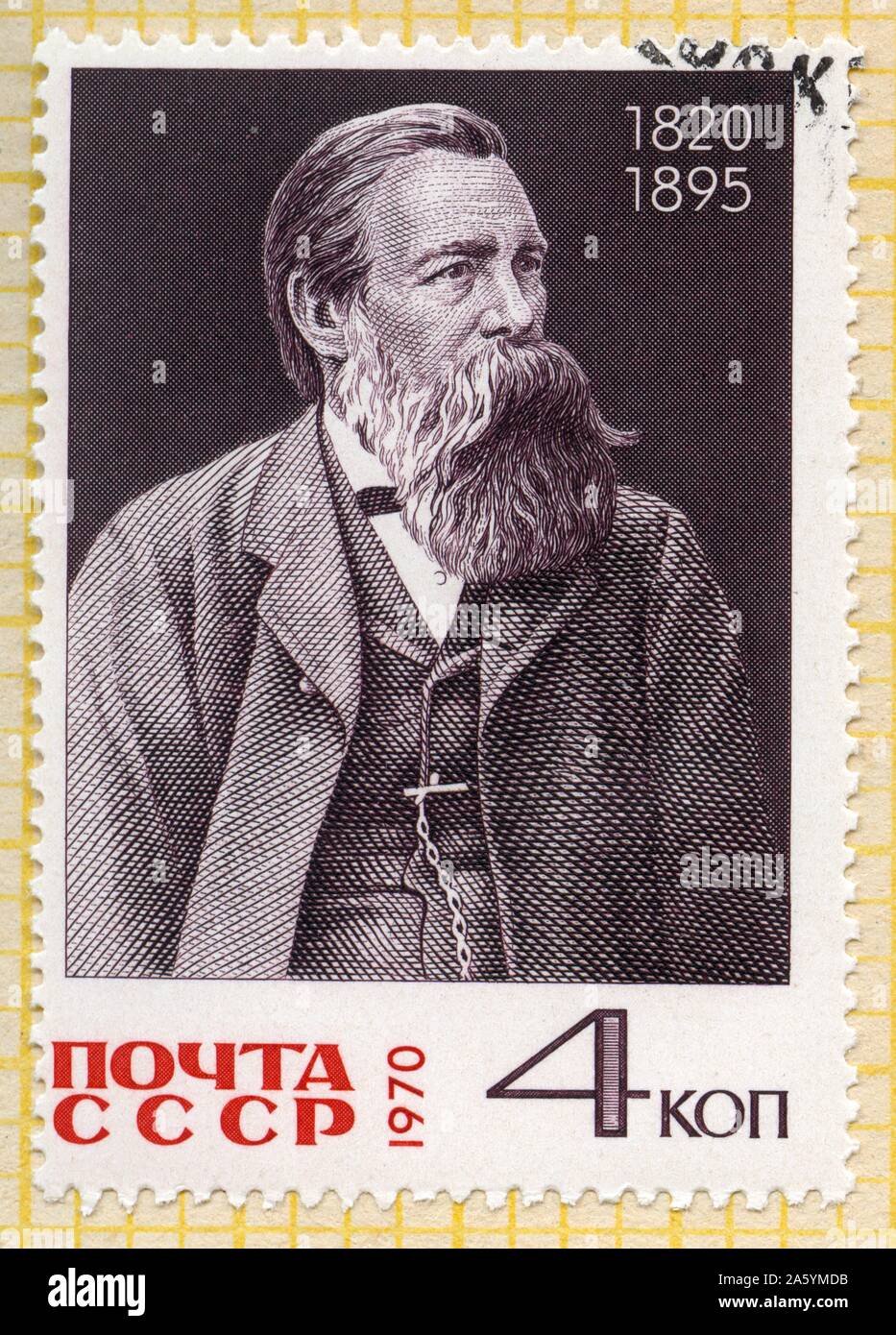 stamp printed by Russia, shows Friedrich Engels, circa 1970 Stock Photo ...