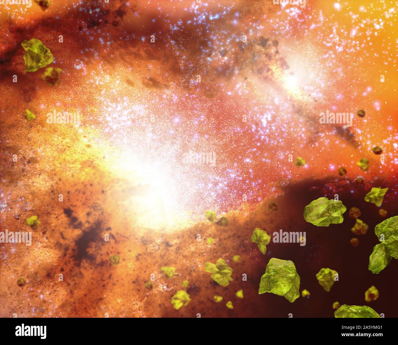 This artist's concept showing a pair of colliding galaxies Stock Photo ...