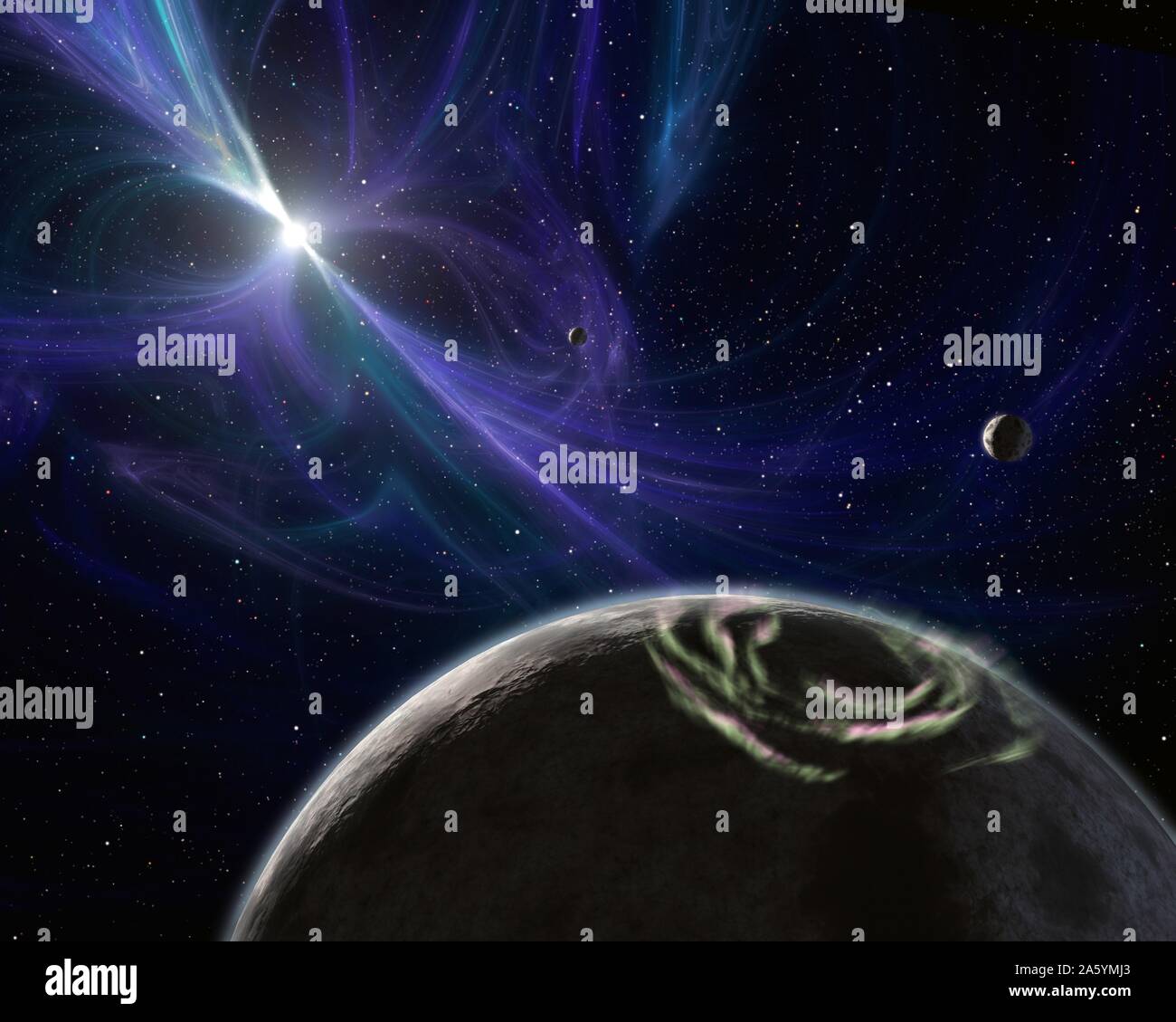 An artist's concept depicting the pulsar planet system Stock Photo - Alamy