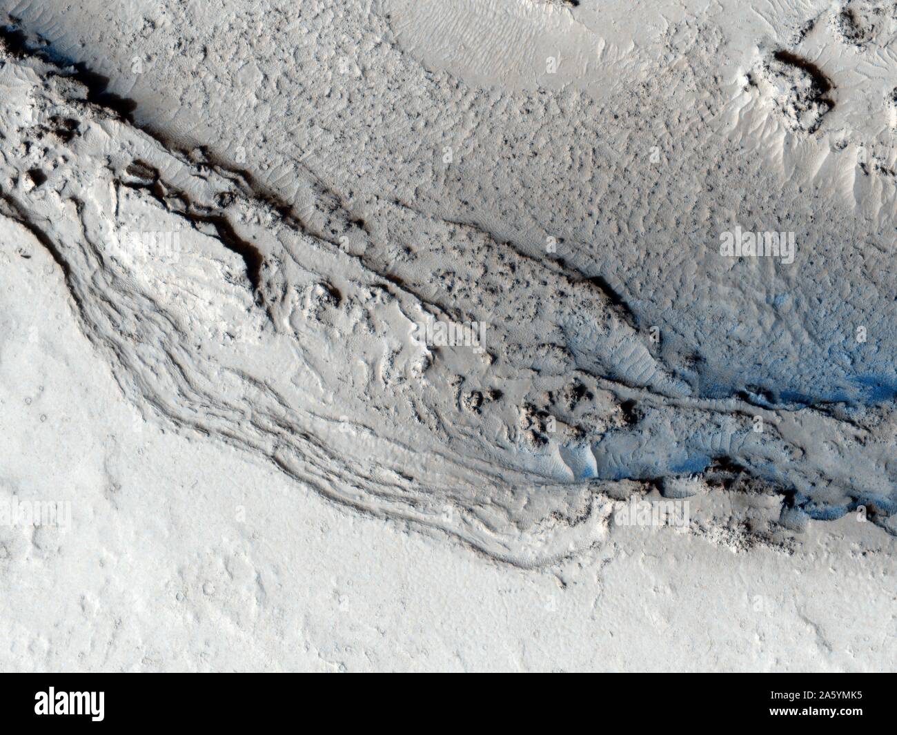 Winding channel in the elysium planitia region of mars mro hi-res stock ...