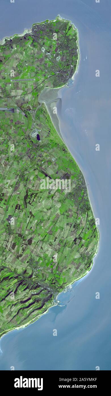 The Channel (English Channel) at the Straits of Dover. Satellite image ...