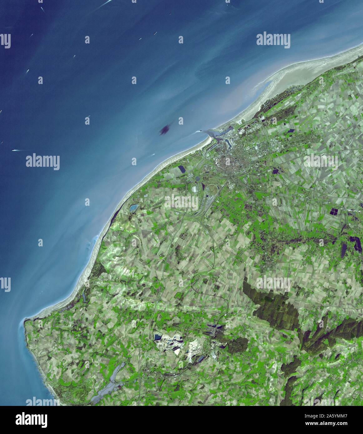 The Channel (English Channel) at the Straits of Dover. Satellite image ...