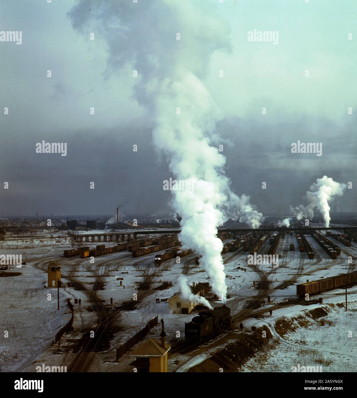 General view of the railway yard at Proviso, Chicago, Illinois, USA ...