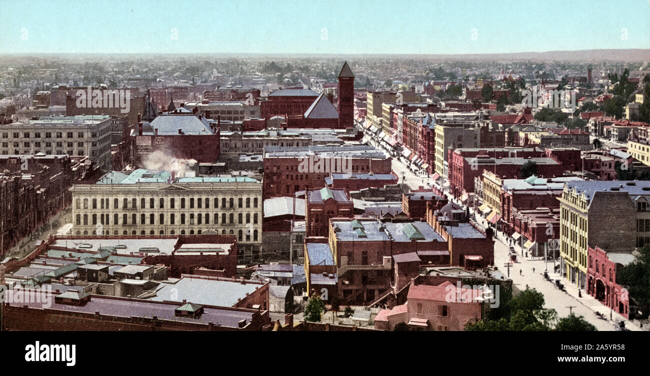 Photomechanical panoramic view of Los Angeles. Dated 1890 Stock Photo ...