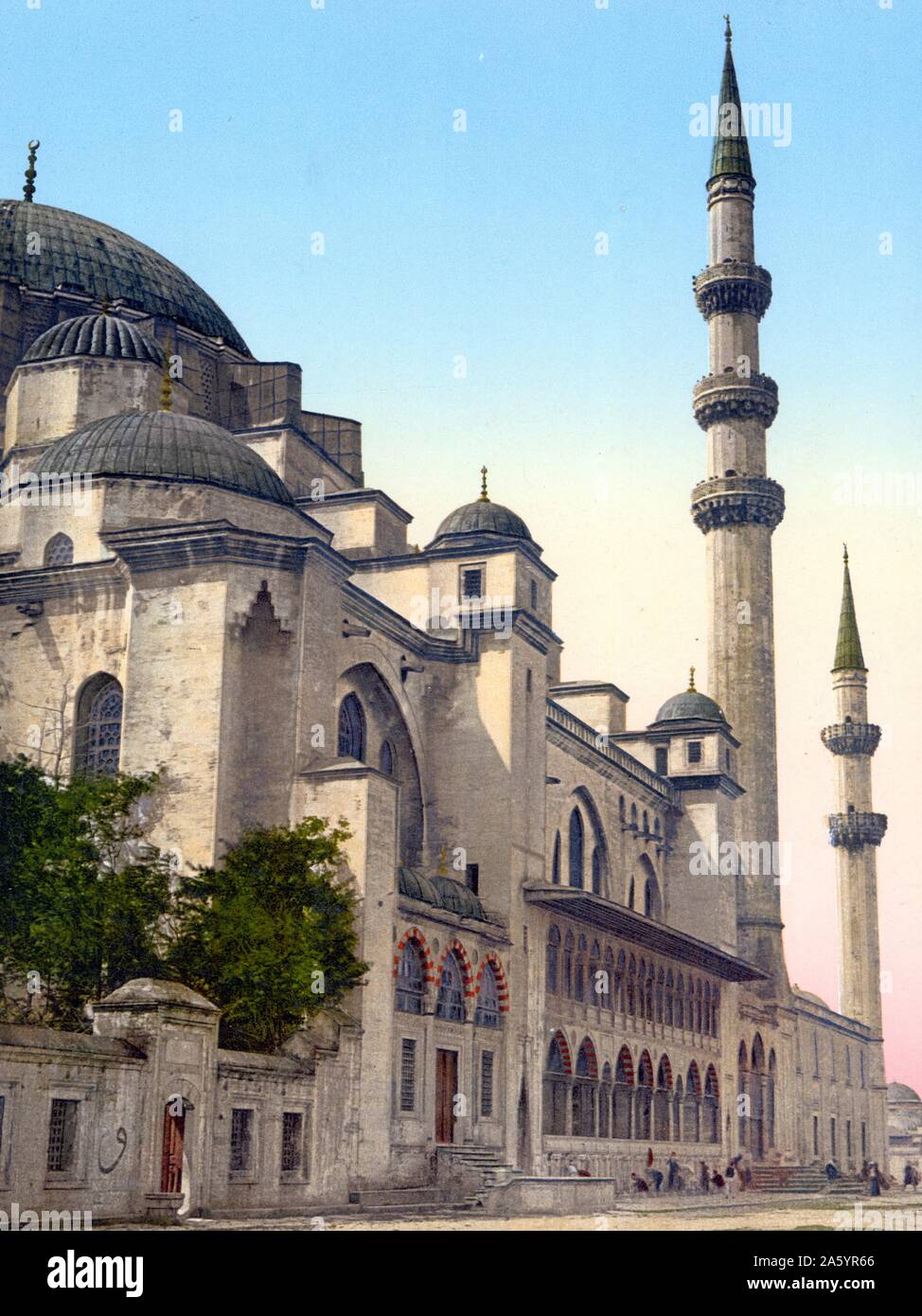 Photomechanical print of the Süleymaniye Mosque. an Ottoman imperial ...
