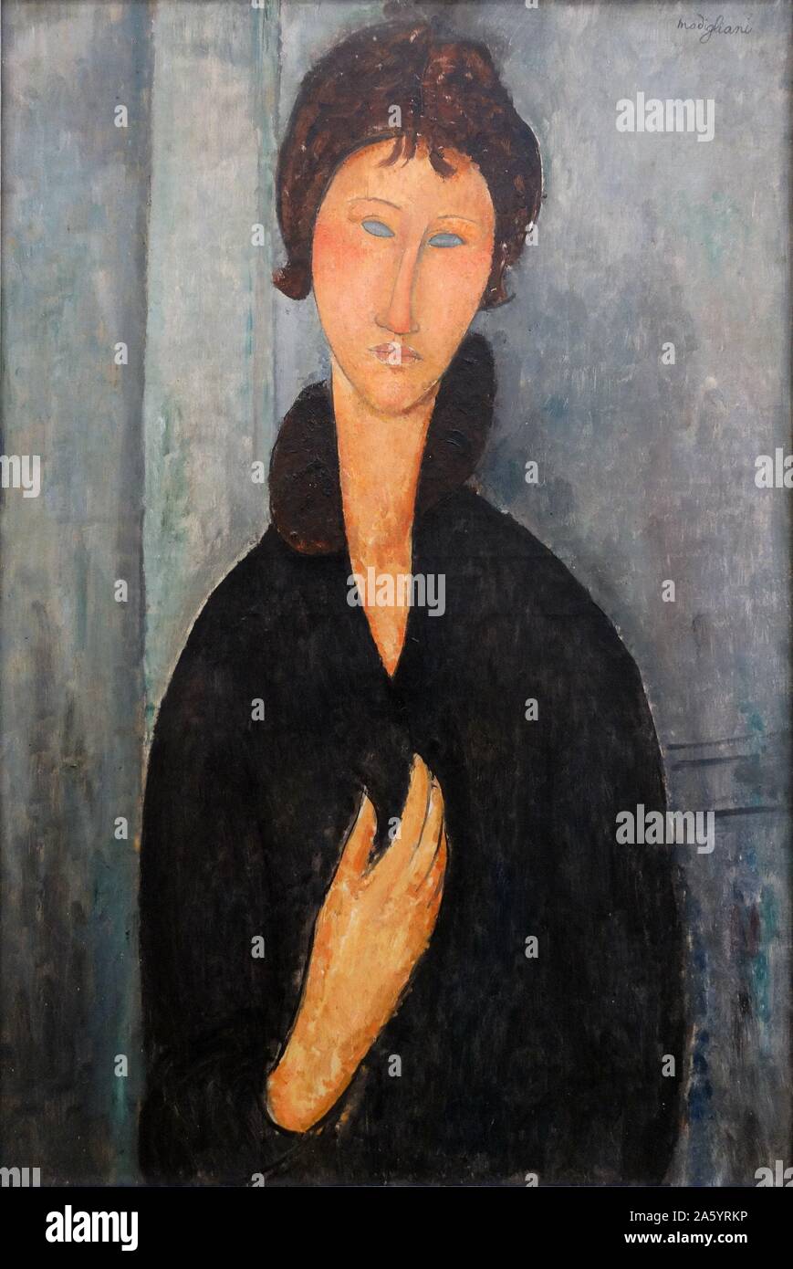 Woman with blue eyes 1918, by Amedeo Modigliani 1884-1920. Italian ...