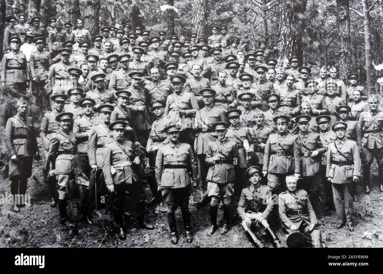 General Francisco Franco 1892-1975 stands with his senior officers ...
