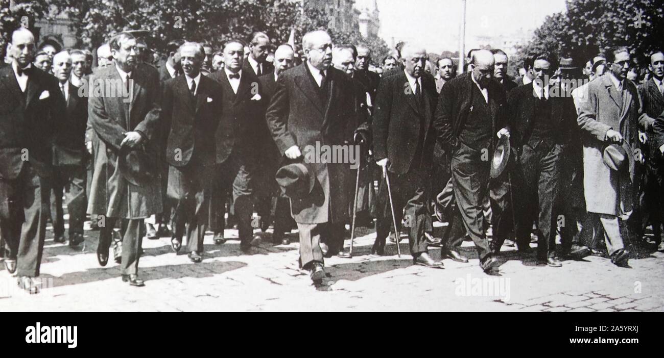 Miguell Azana centre with members of the Popular Front Government in ...