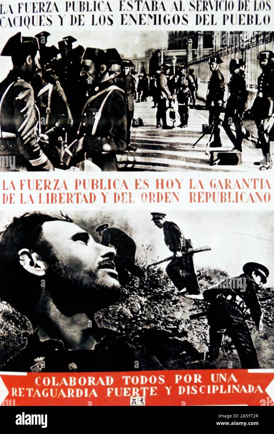 Spanish Civil War Republican propaganda poster during the Spanish Civil ...